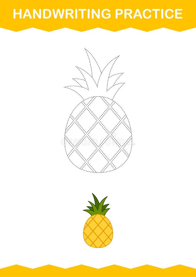 Handwriting Practice with Pineapple. Worksheet for Kids Stock Vector ...