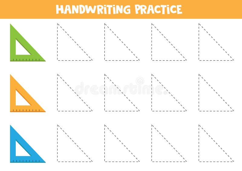 Handwriting Practice with Ruler. Trace Triangles Stock Vector ...