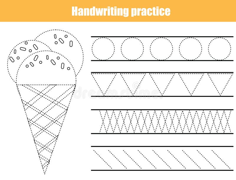 Handwriting Practice Sheet. Educational Children Game. Tracing Lines ...