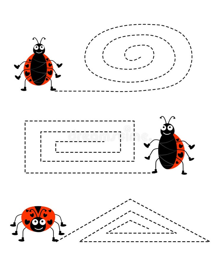 Handwriting Practice Sheet. Educational Ladybug Kids Game, Worksheet ...