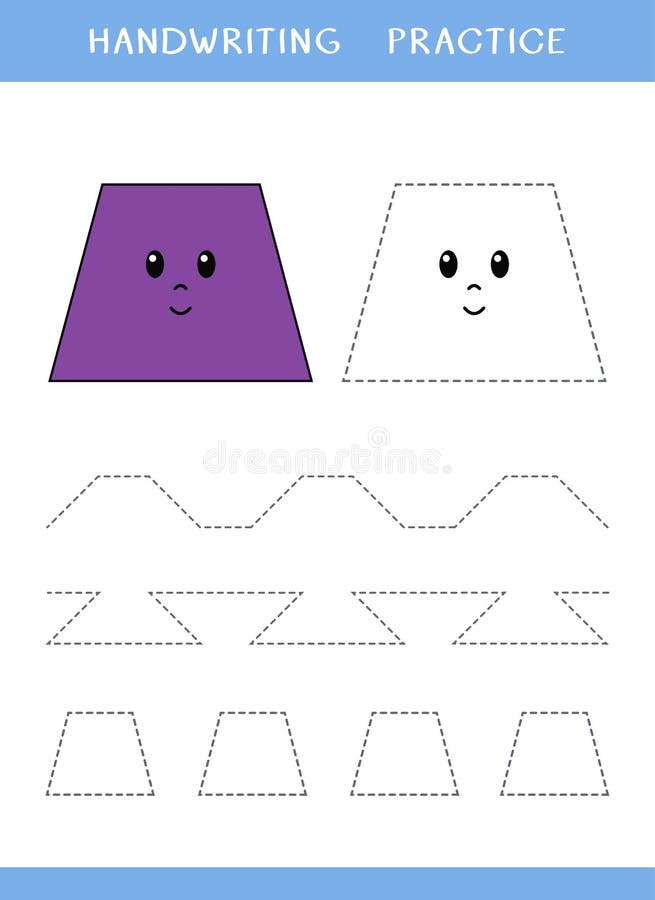 Handwriting Practice Sheet with Geometric Shapes Stock Vector ...