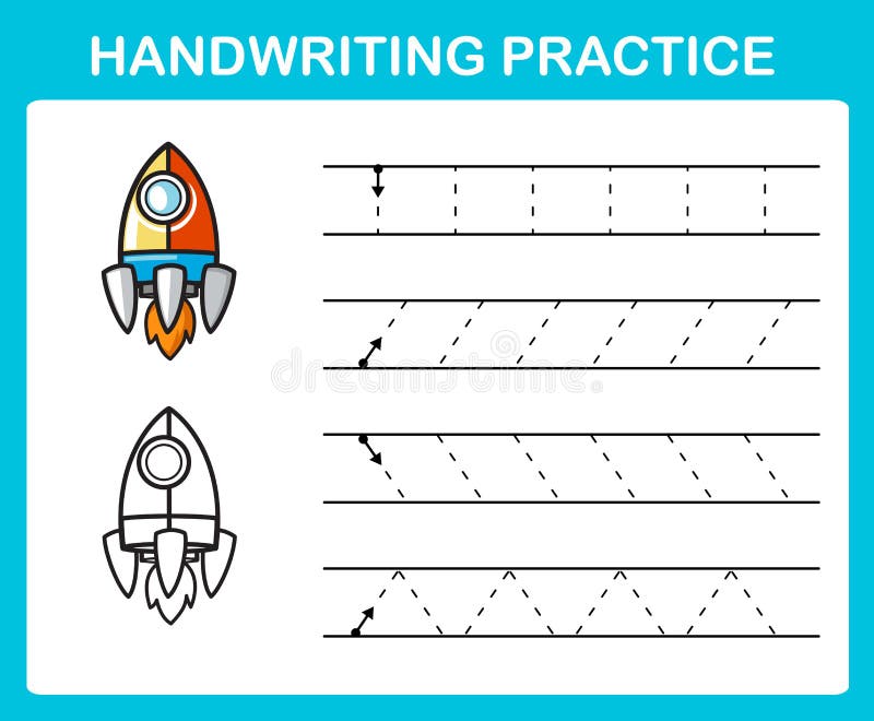 Handwriting practice sheet stock vector. Illustration of games - 143513311