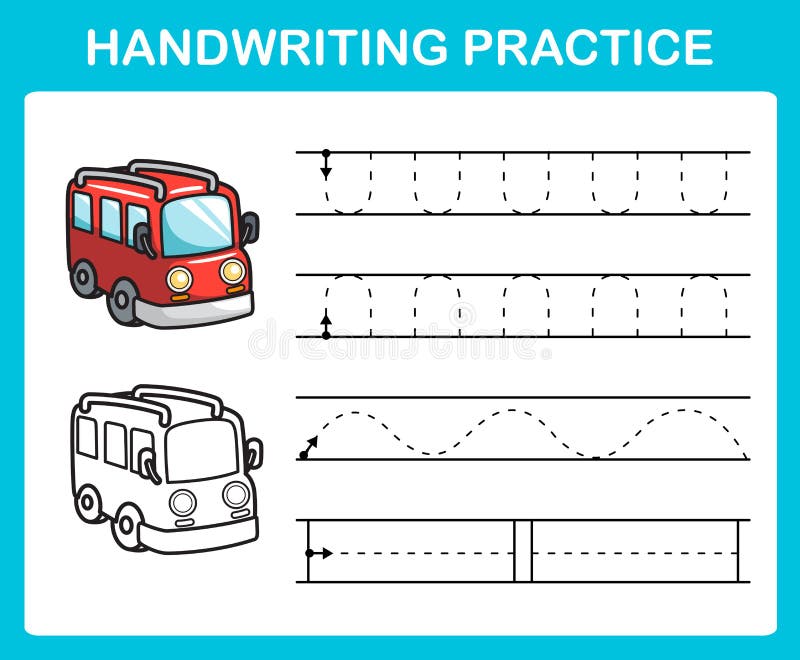 Handwriting practice sheet stock vector. Illustration of cute - 121908476