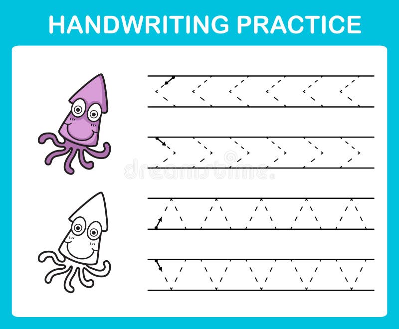 Handwriting practice sheet stock vector. Illustration of homework ...