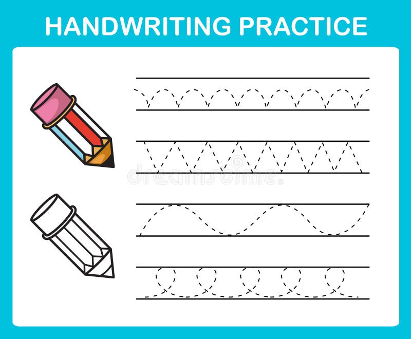 Handwriting practice sheet stock vector. Illustration of blank - 144968858