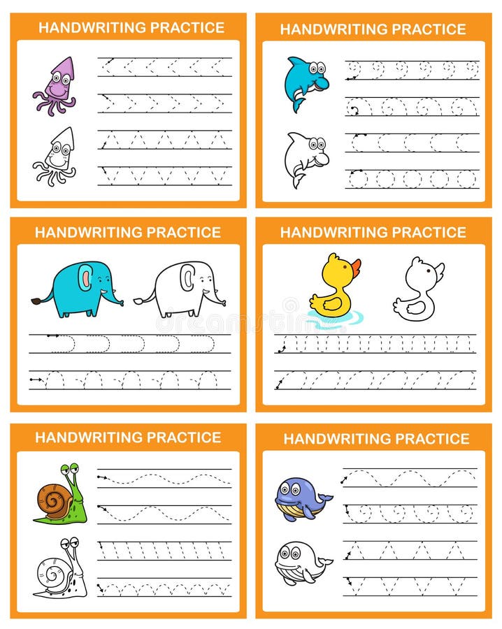 Handwriting Practice Sheet Illustration Stock Vector - Illustration of ...