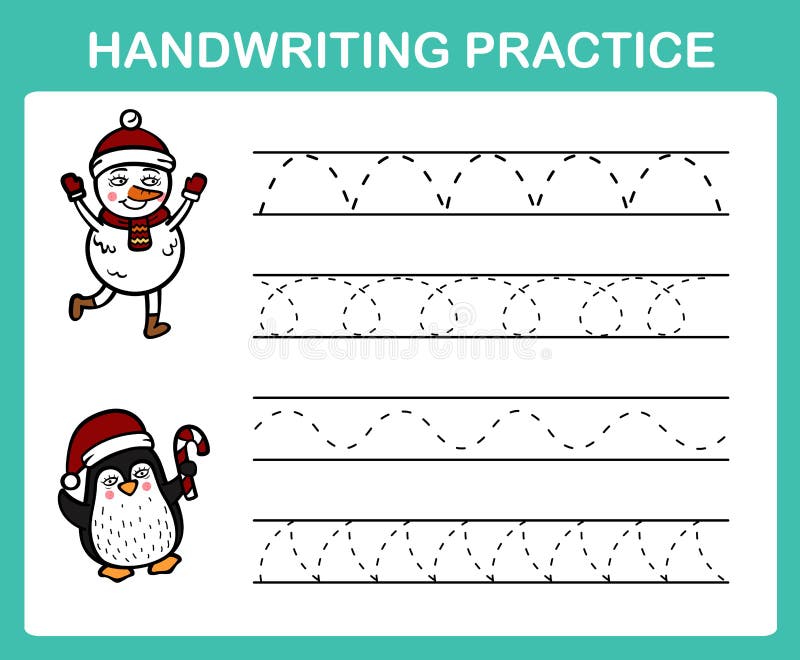 Handwriting practice sheet stock vector. Illustration of cartoon ...