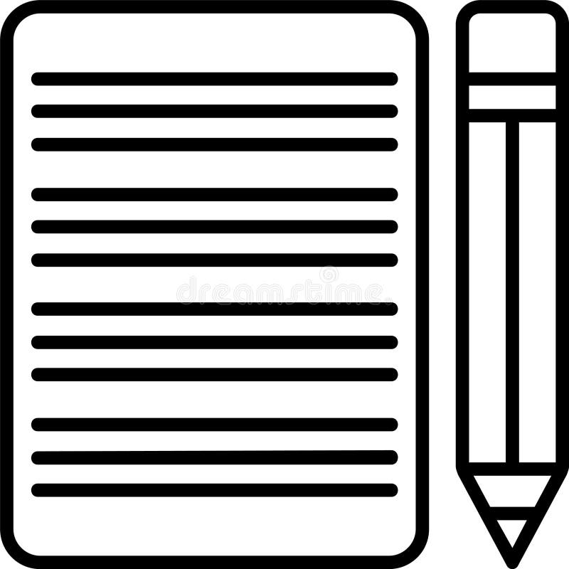 Handwriting Practice Sheet Outline Vector Icon Stock Vector ...