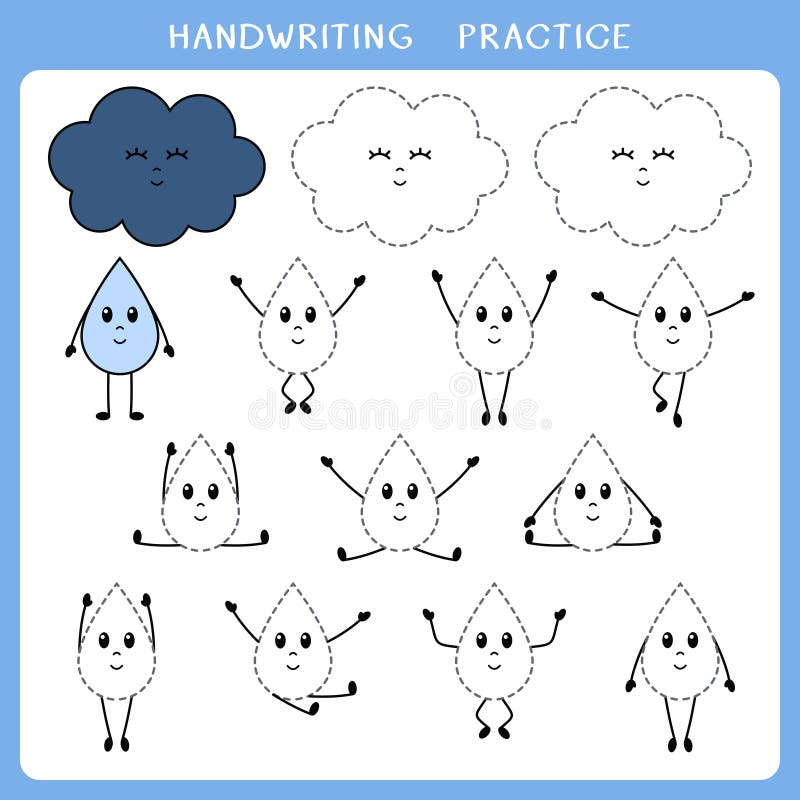 Handwriting practice sheet stock vector. Illustration of collection ...