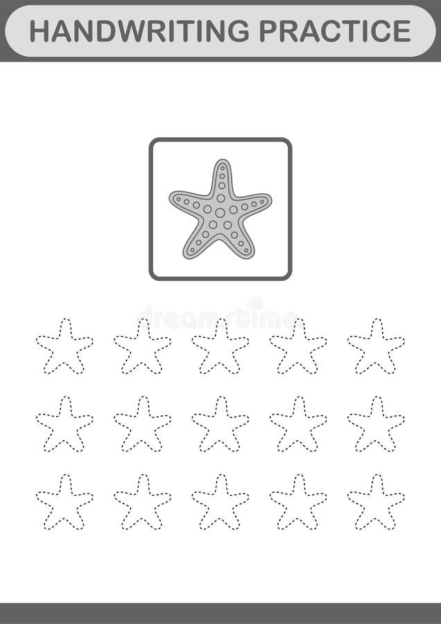 Handwriting Practice with Starfish. Worksheet for Kids Stock Vector ...