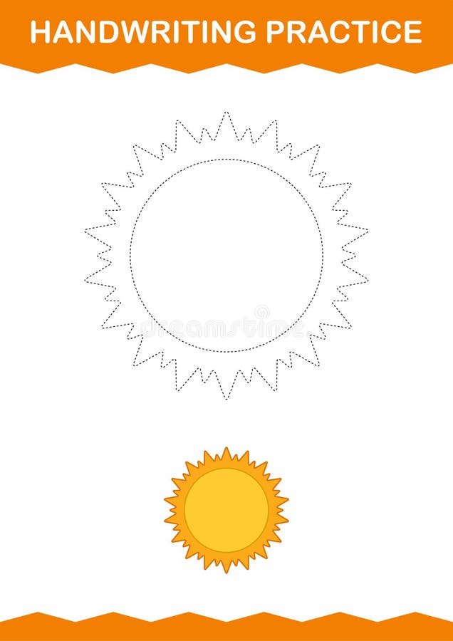 Handwriting Practice with Sun. Worksheet for Kids Stock Vector ...