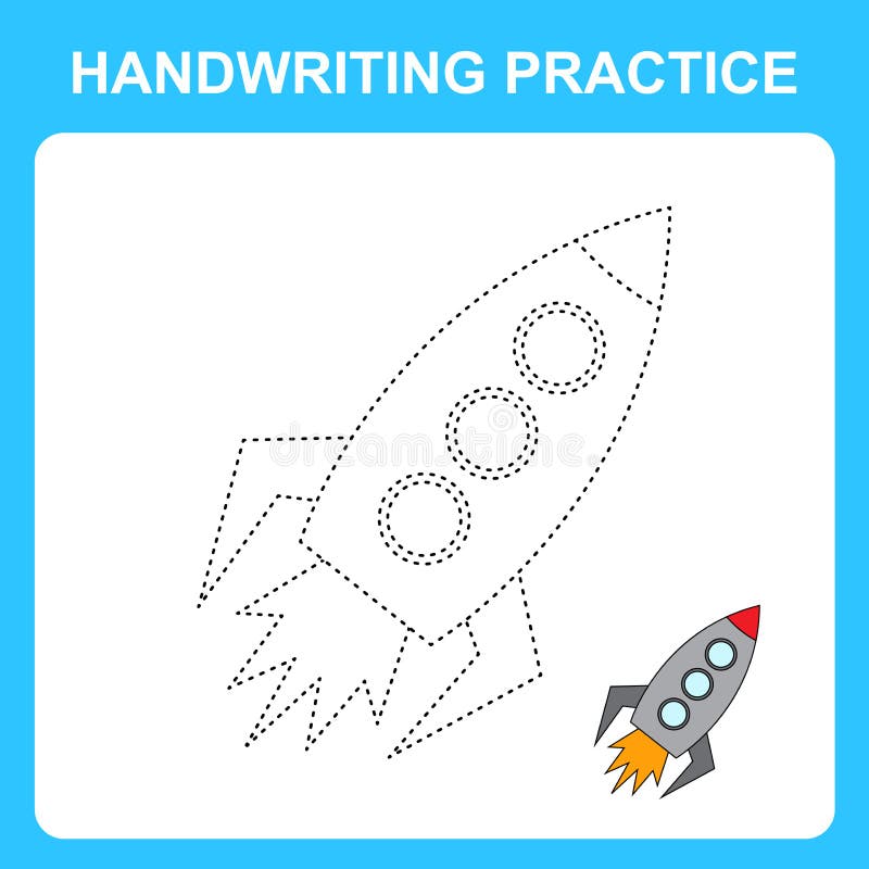 Handwriting Practice. Trace the Lines and Color the Space Rocket Stock ...