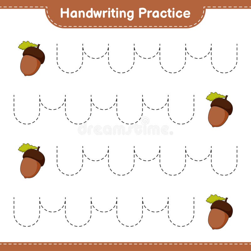 Handwriting Practice. Tracing Lines of Acorn Stock Vector ...