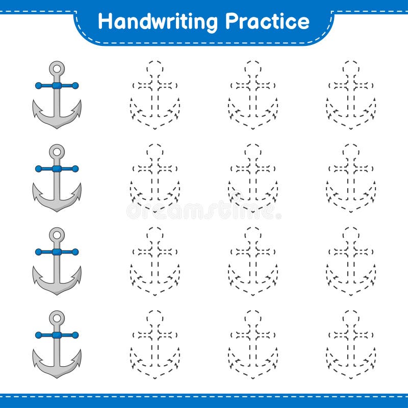 Handwriting Practice. Tracing Lines of Anchor Stock Vector ...