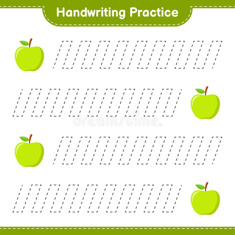 Handwriting Practice. Tracing Lines of Apple. Educational Children Game ...