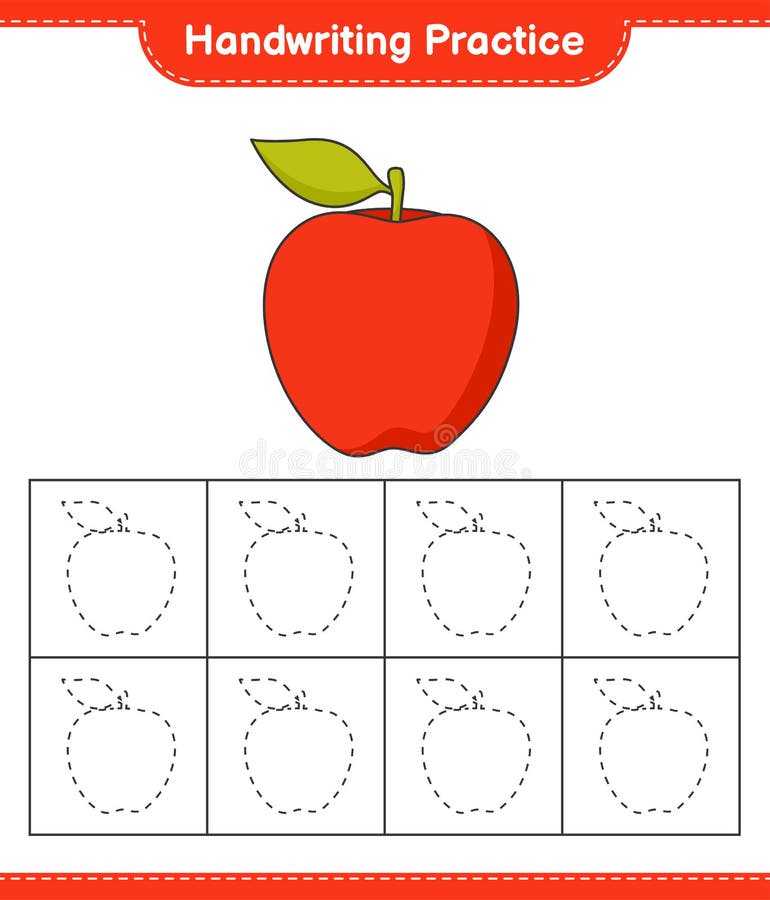 Handwriting Practice. Tracing Lines of Apple Stock Vector ...