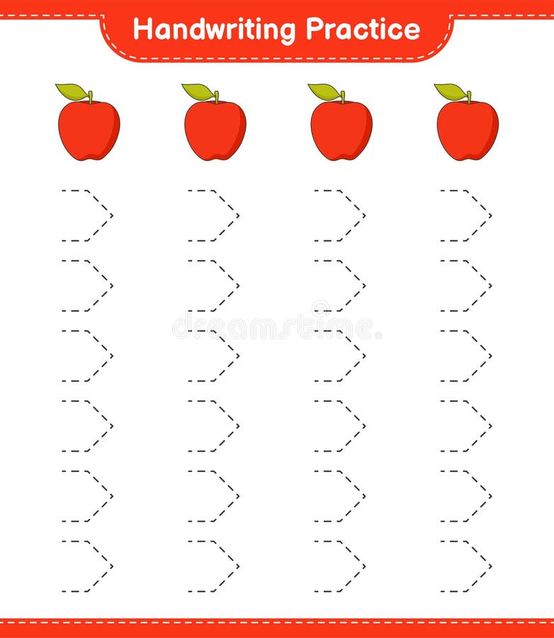 Handwriting Practice. Tracing Lines of Apple Stock Vector ...