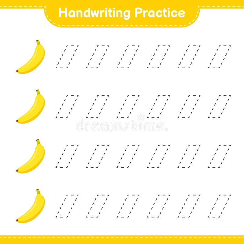 Handwriting Practice. Tracing Lines of Banana. Educational Children ...