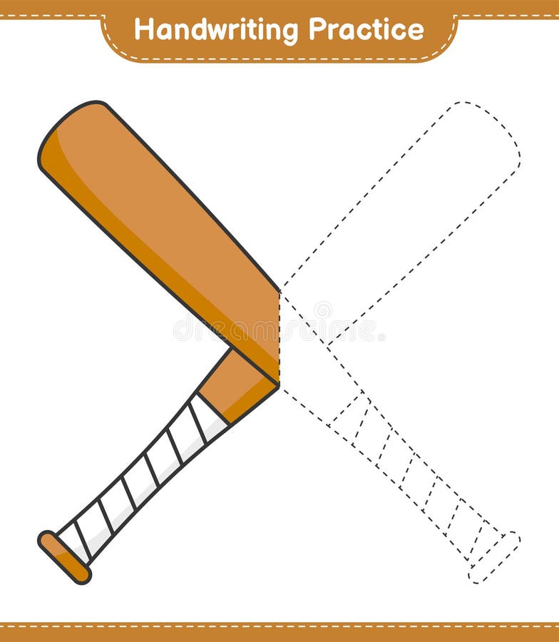 Handwriting Practice. Tracing Lines of Baseball Bat Stock Vector ...