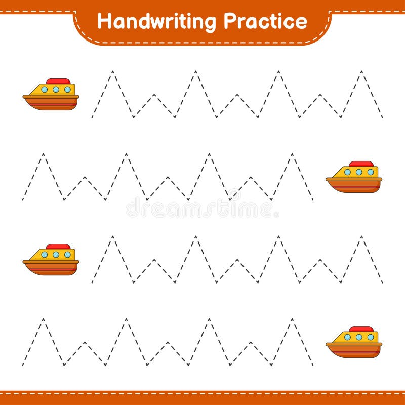 Handwriting Practice. Tracing Lines of Boat Stock Vector - Illustration ...
