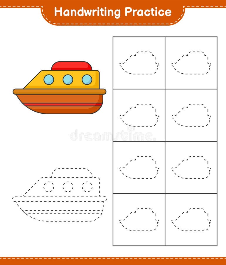 Handwriting Practice. Tracing Lines of Boat Stock Vector - Illustration ...