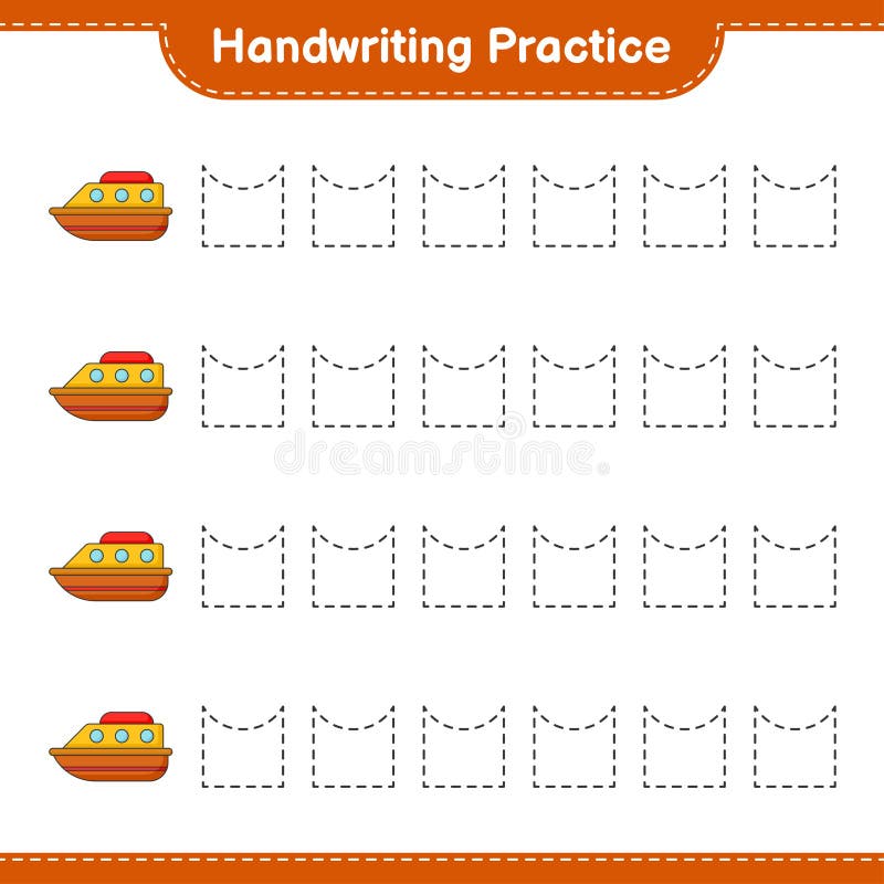 Handwriting Practice. Tracing Lines of Boat Stock Vector - Illustration ...