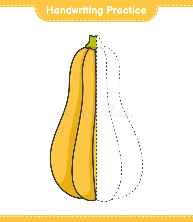 Handwriting Practice. Tracing Lines of Butternut Squash Stock Vector ...