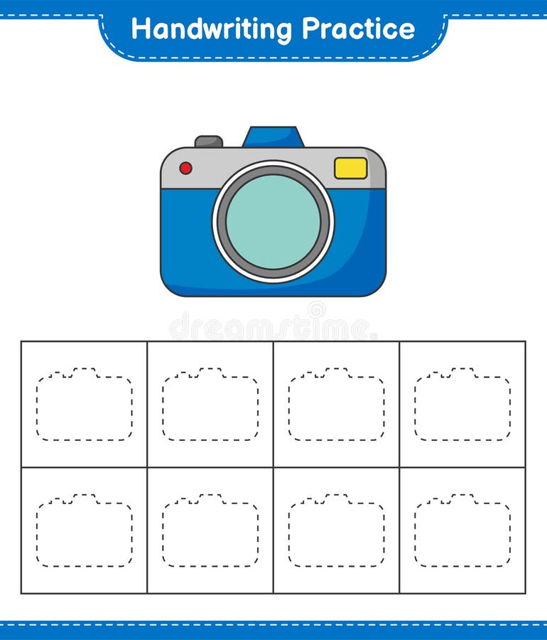 Handwriting Practice. Tracing Lines of Camera Stock Vector ...