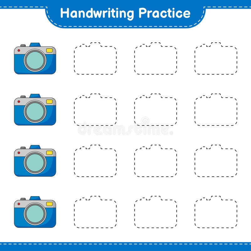 Handwriting Practice. Tracing Lines of Camera Stock Vector ...