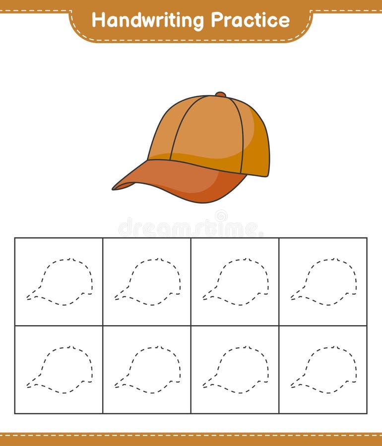 Handwriting Practice. Tracing Lines of Cap Hat Stock Vector ...