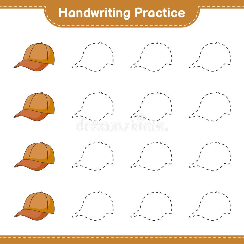 Handwriting Practice. Tracing Lines of Cap Hat Stock Vector ...
