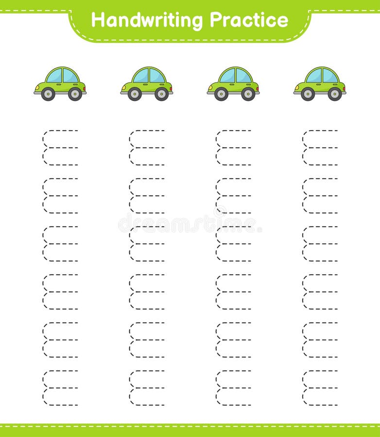 Handwriting Practice. Tracing Lines of Car Stock Vector - Illustration ...