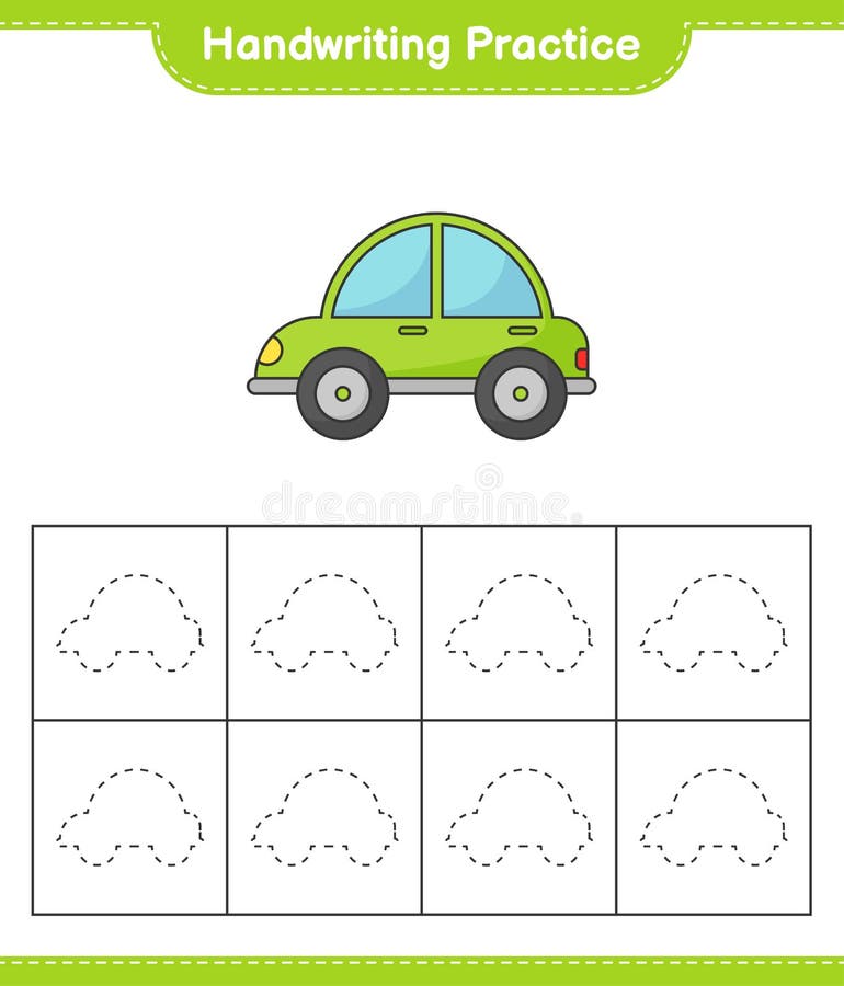 Handwriting Practice. Tracing Lines of Car Stock Vector - Illustration ...