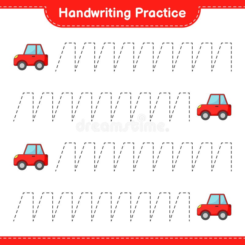 Handwriting Practice. Tracing Lines of Car Stock Vector - Illustration ...