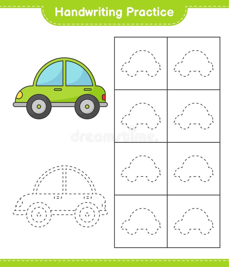 Handwriting Practice. Tracing Lines of Car Stock Vector - Illustration ...