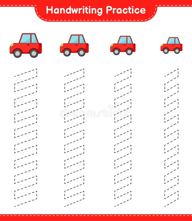 Handwriting Practice. Tracing Lines of Car Stock Vector - Illustration ...