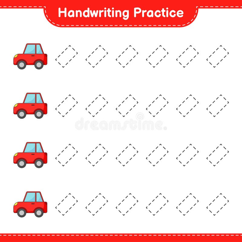 Handwriting Practice. Tracing Lines of Car Stock Vector - Illustration ...