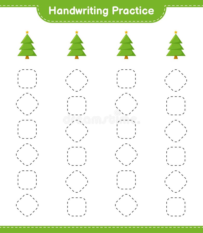 Handwriting Practice. Tracing Lines Of Christmas Tree. Educational ...