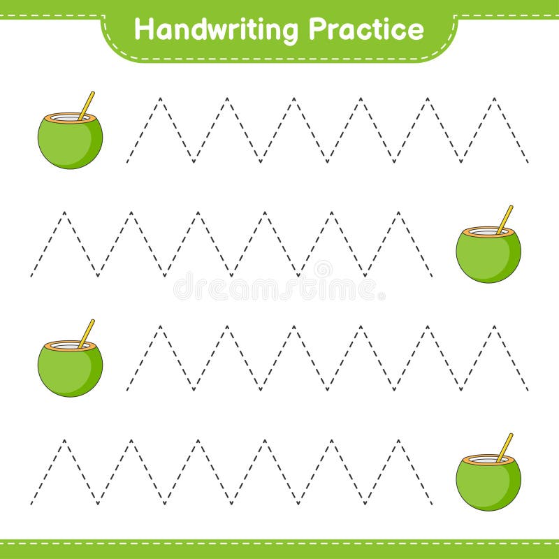 Handwriting Practice. Tracing Lines of Coconut Stock Vector ...