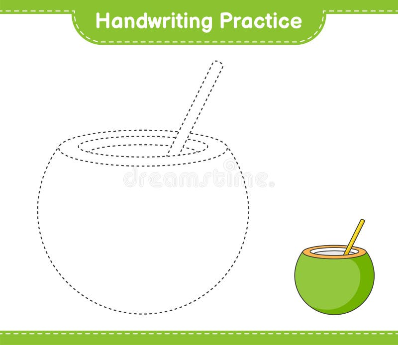 Handwriting Practice. Tracing Lines of Coconut Stock Vector ...
