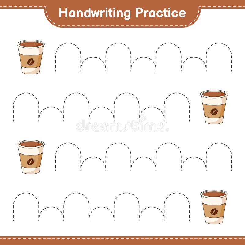 Handwriting Practice. Tracing Lines of Coffee Cup Stock Vector ...