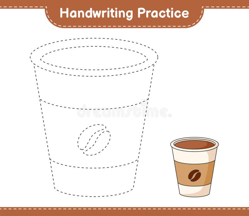 Handwriting Practice. Tracing Lines of Coffee Cup Stock Vector ...