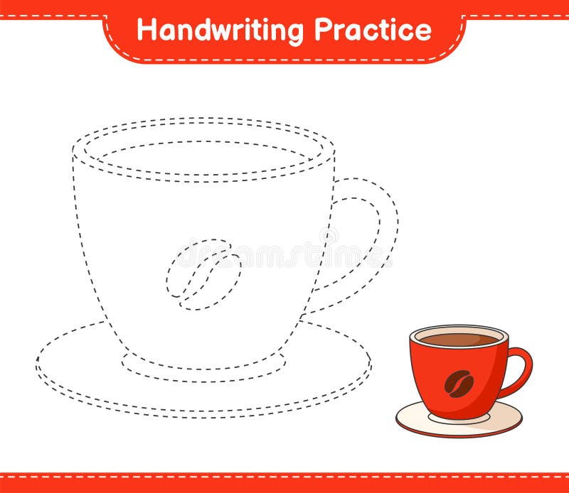Handwriting Practice. Tracing Lines of Coffee Cup Stock Vector ...