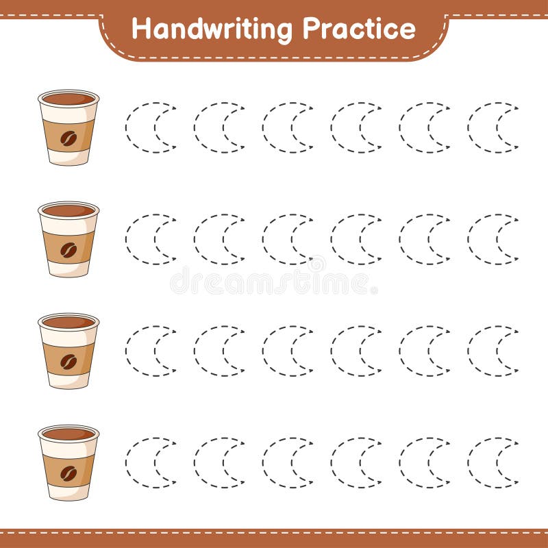 Handwriting Practice. Tracing Lines of Coffee Cup Stock Vector ...