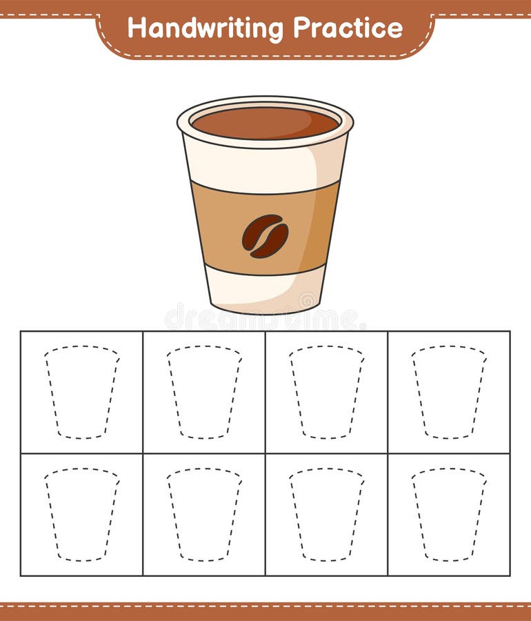 Handwriting Practice. Tracing Lines of Coffee Cup Stock Vector ...