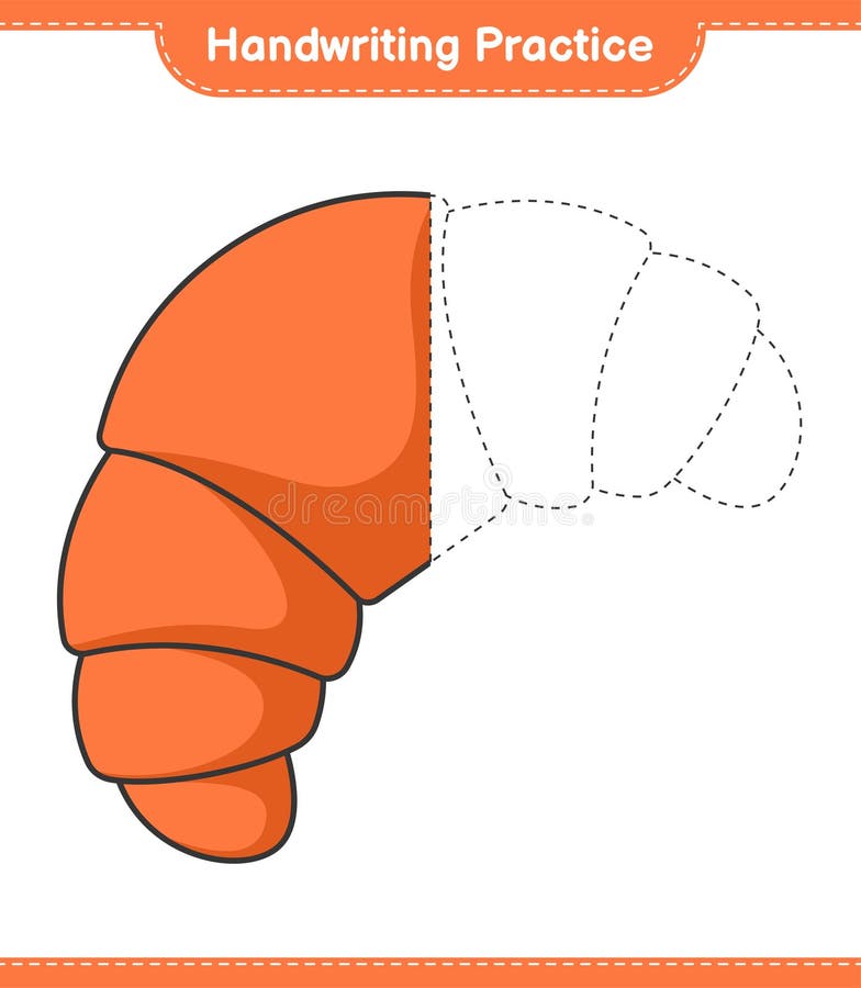 Handwriting Practice. Tracing Lines of Croissant Stock Vector ...
