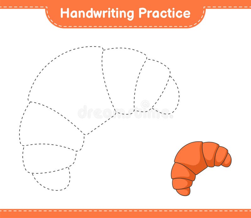 Handwriting Practice. Tracing Lines of Croissant Stock Vector ...