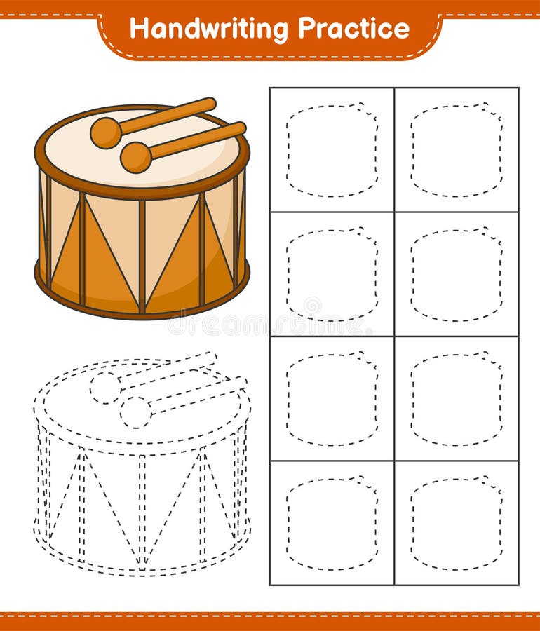 Handwriting Practice. Tracing Lines of Drum Stock Vector - Illustration ...