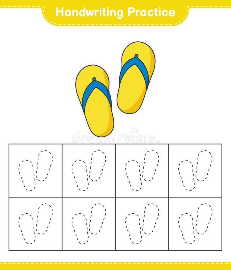 Handwriting Practice. Tracing Lines of Flip Flop Stock Vector ...