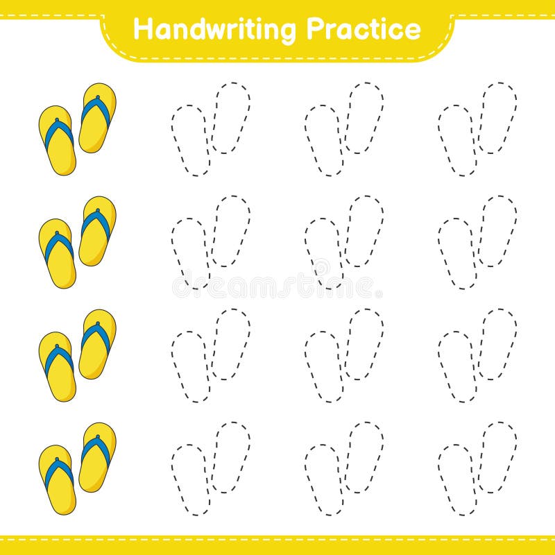 Handwriting Practice. Tracing Lines of Flip Flop Stock Vector ...